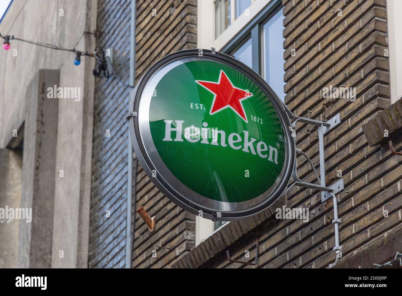 Culemborg, the Netherlands. 21 November 2024. Heineken Flag sign logo ...