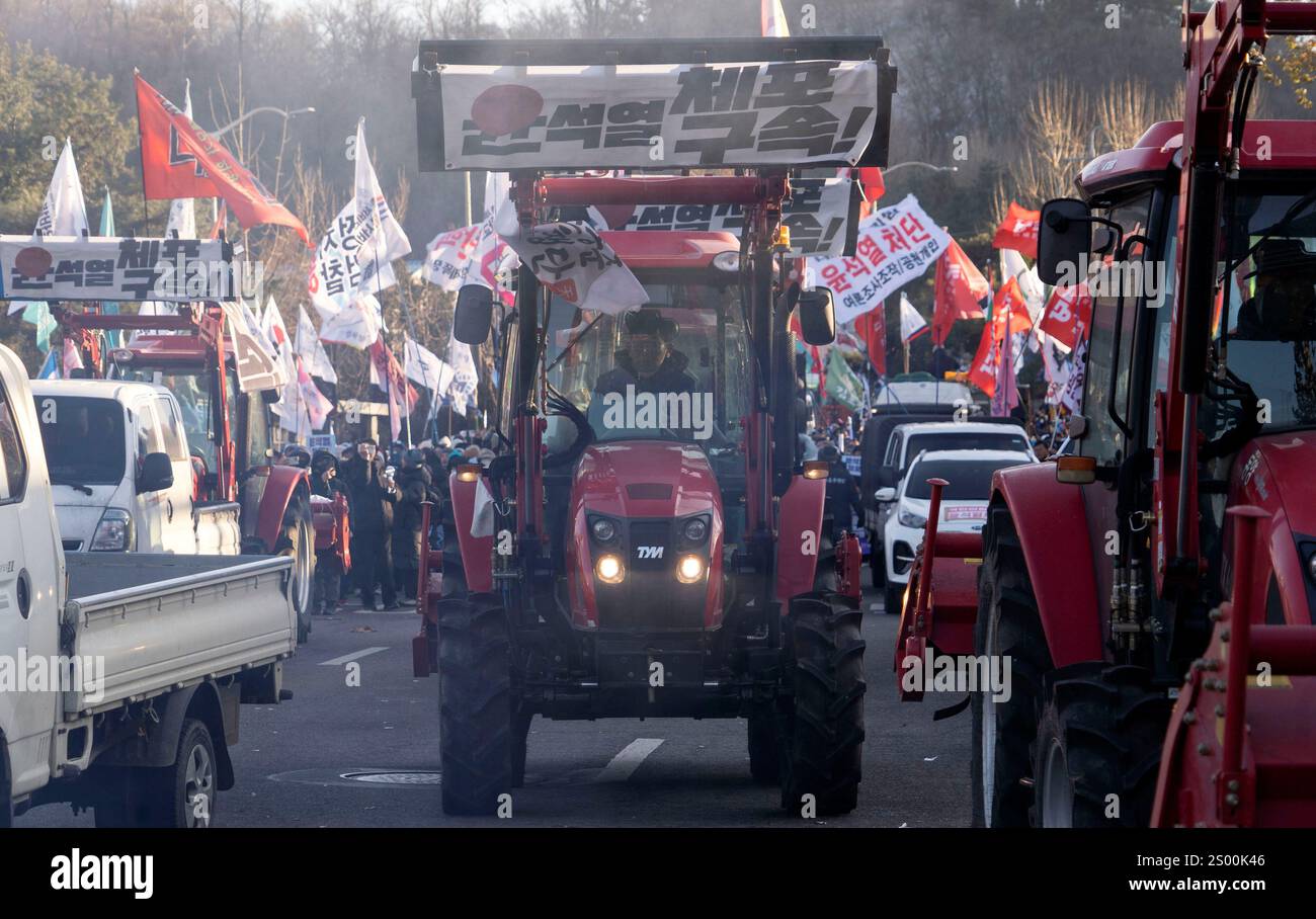 Seoul, South Korea. 22nd Dec, 2024. Tractors driven by farmers ...