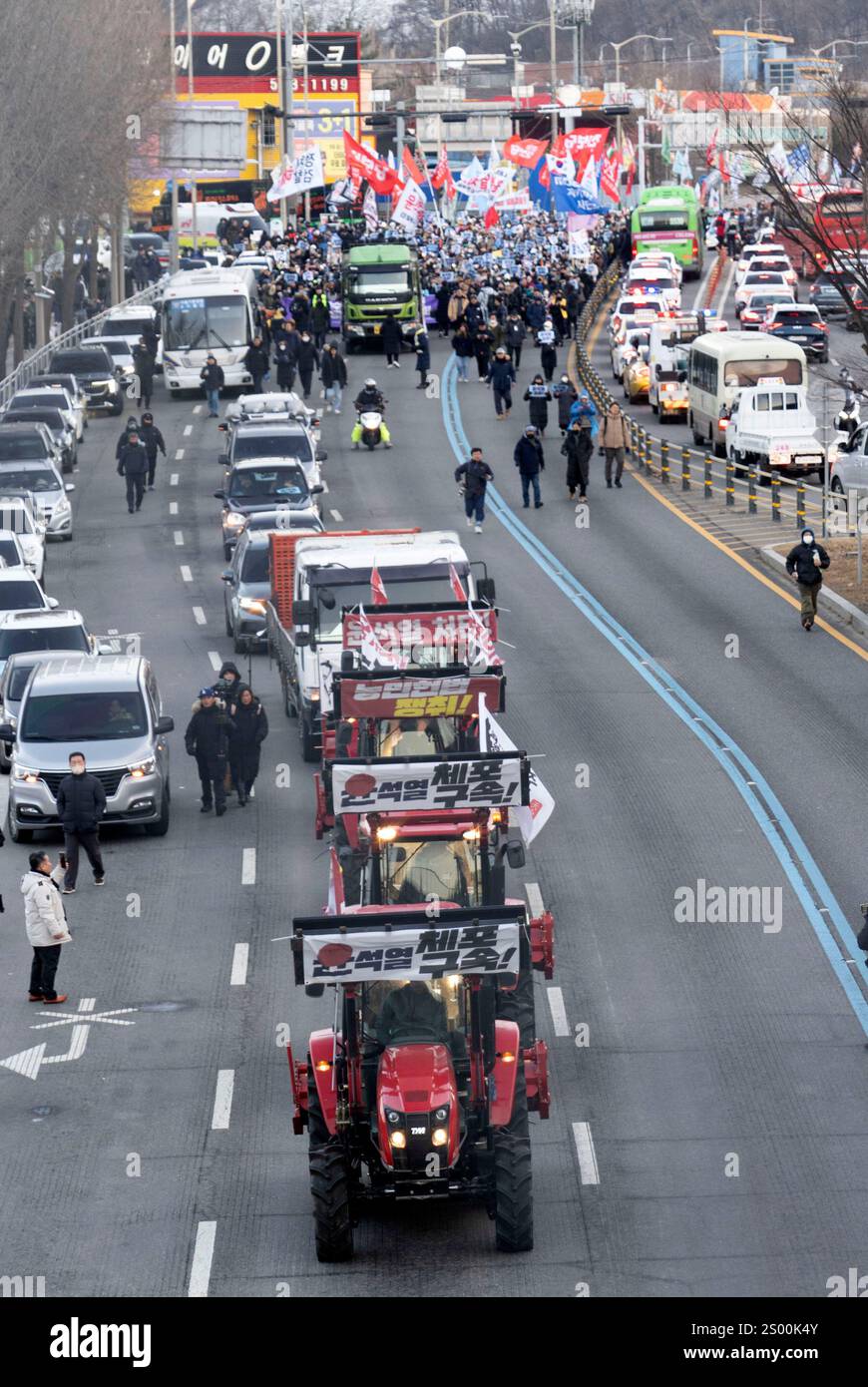 Seoul, South Korea. 22nd Dec, 2024. Tractors driven by farmers ...