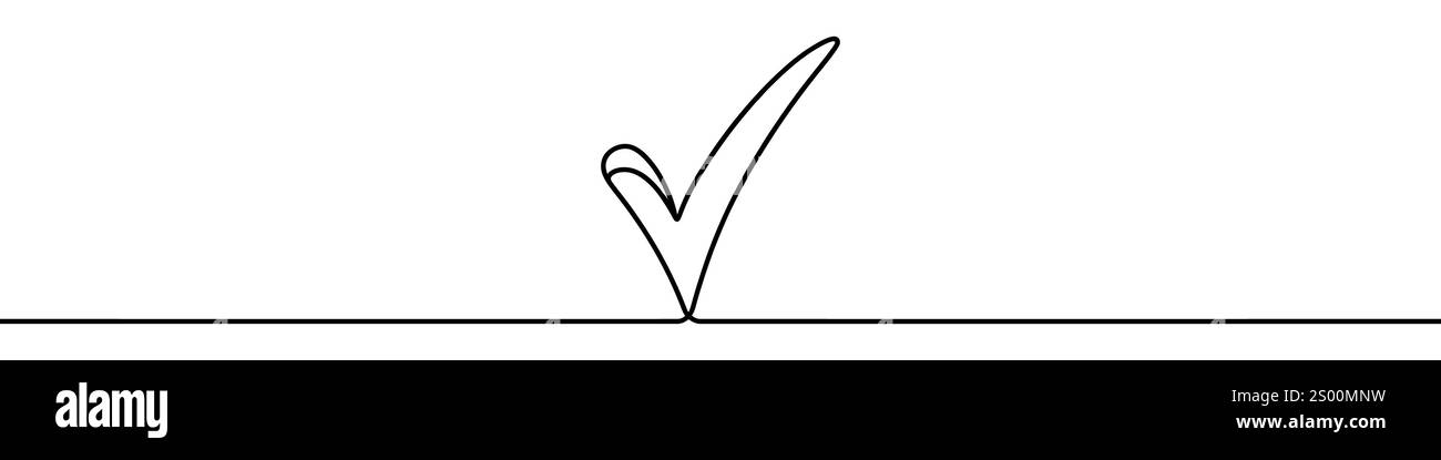 One continuous line illustration of a check mark. Line art of a check ...