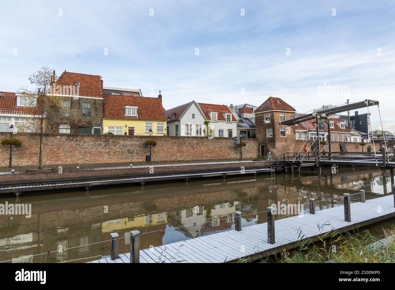 Leerdam cityscape, Drawbridge and old city wall in the picturesque town ...