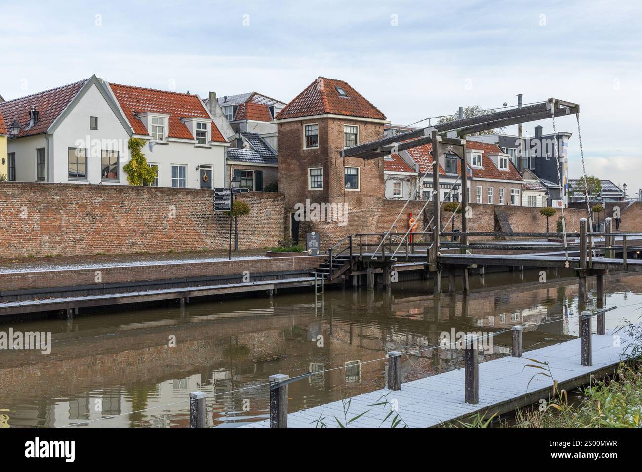 Leerdam cityscape, Drawbridge and old city wall in the picturesque town ...