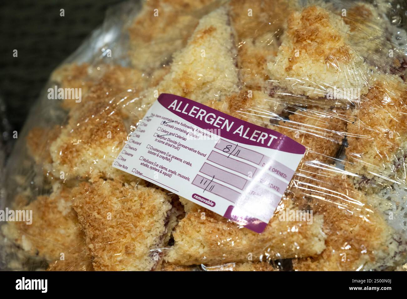 Coconut confection labelled with an allergen alert, ensuring consumer ...
