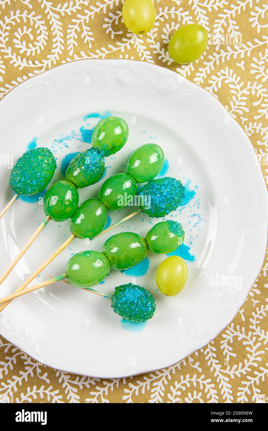 Caramelized or candied fruits grapes called Tanghulu. Sweet fresh ...
