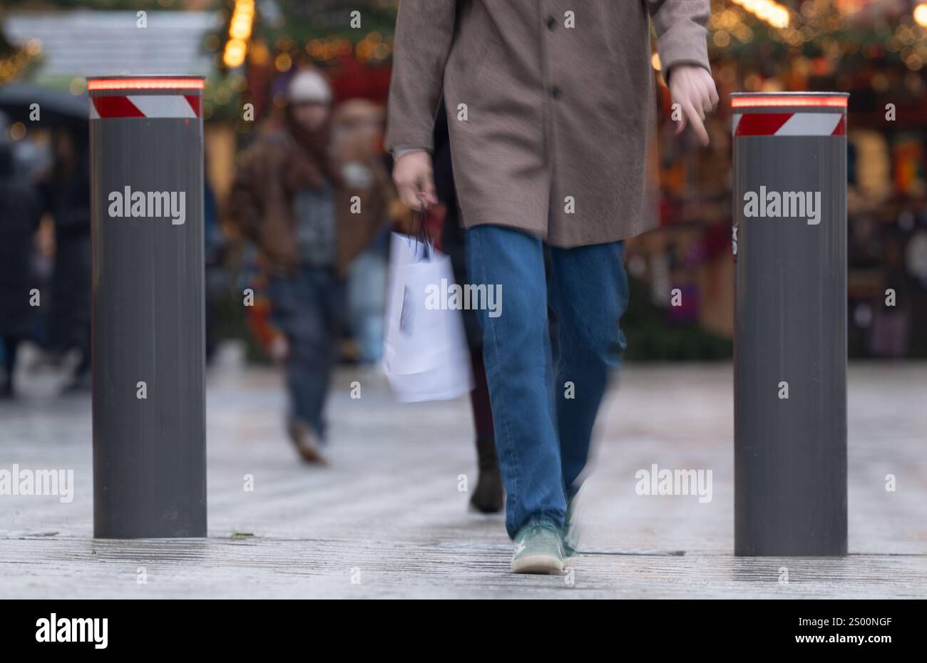 Stuttgart, Germany. 23rd Dec, 2024. A fixed bollard system can be seen ...