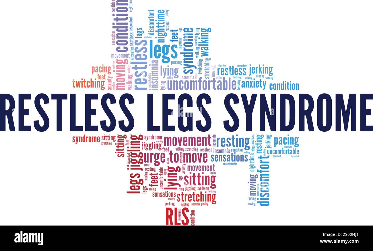 Restless Legs Syndrome RLS word cloud conceptual design isolated on ...