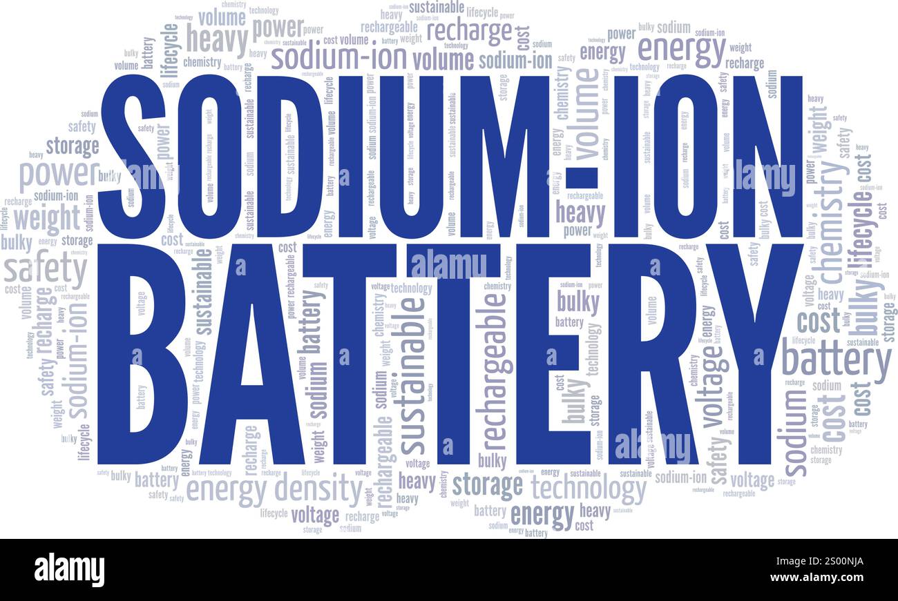 Sodium-ion Battery word cloud conceptual design isolated on white ...