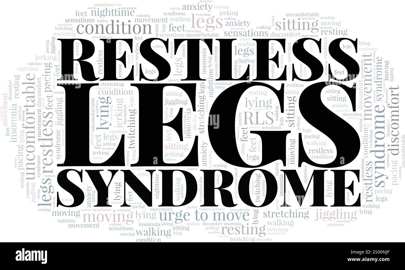 Restless Legs Syndrome RLS word cloud conceptual design isolated on ...