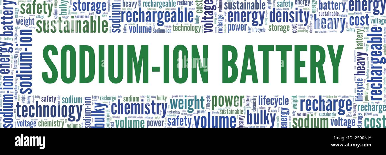 Sodium-ion Battery word cloud conceptual design isolated on white ...