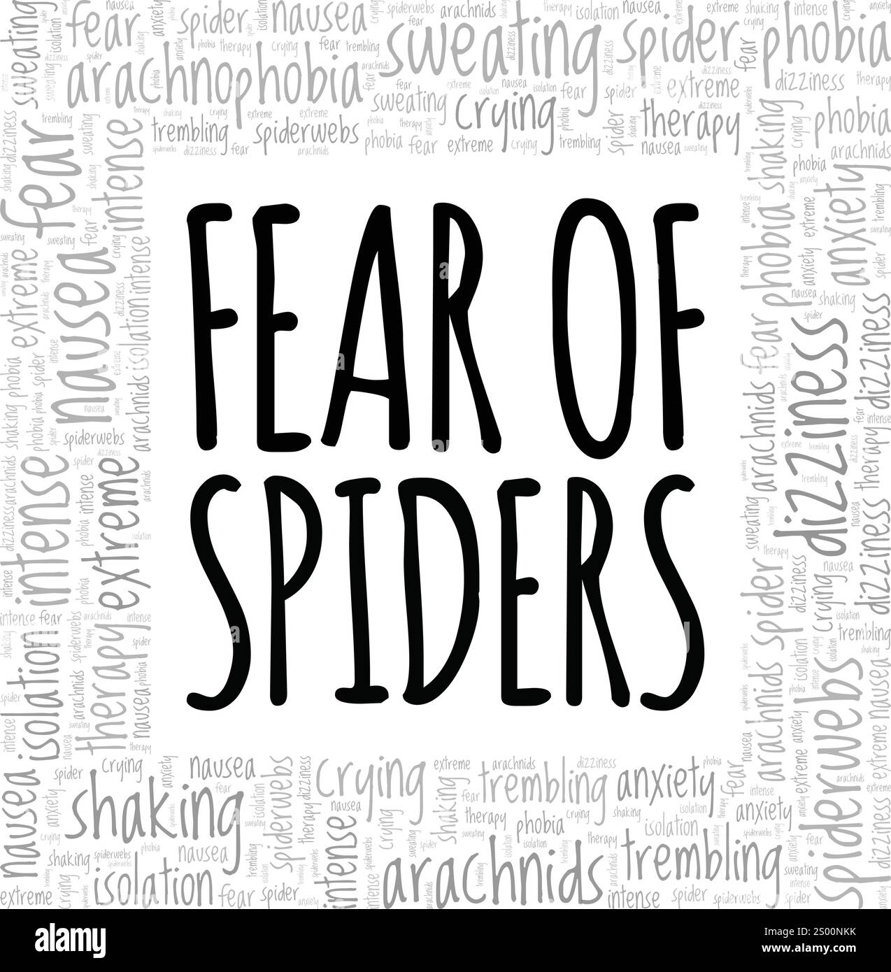 Arachnophobia: Fear of Spiders word cloud conceptual design isolated on ...