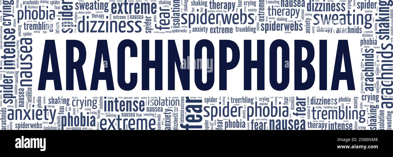 Arachnophobia: Fear of Spiders word cloud conceptual design isolated on ...