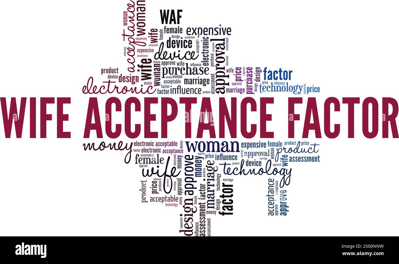 Wife Acceptance Factor WAF word cloud conceptual design isolated on ...