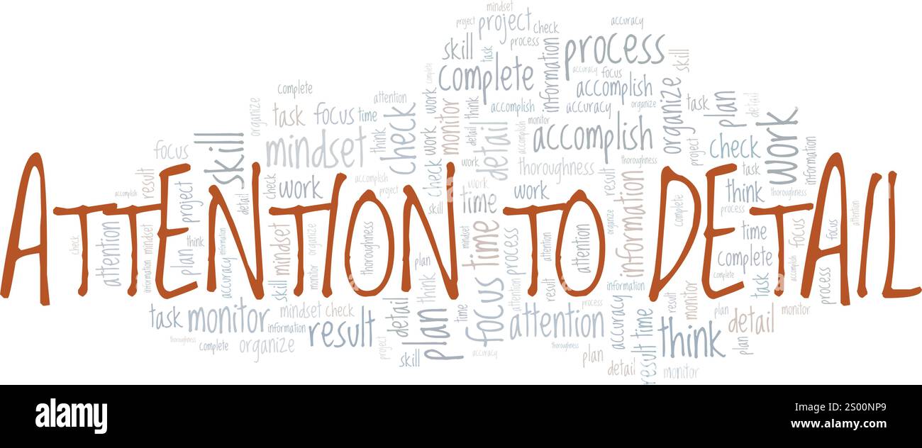 Attention to Detail word cloud conceptual design isolated on white ...