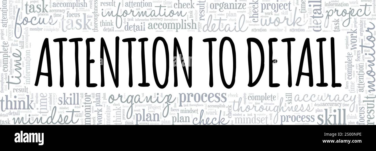 Attention to Detail word cloud conceptual design isolated on white ...