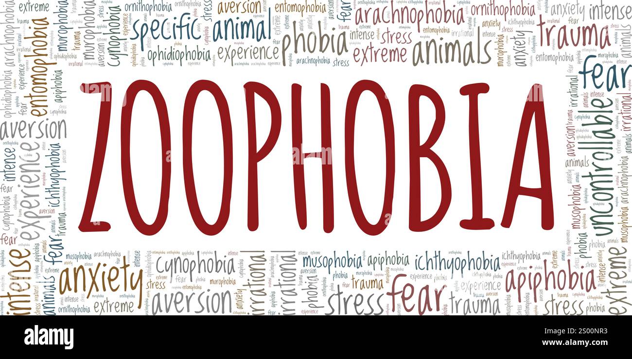 Zoophobia: Fear of Animals word cloud conceptual design isolated on ...