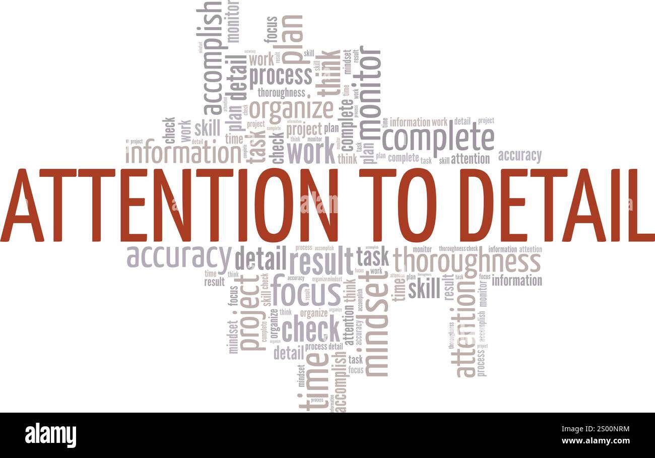 Attention to Detail word cloud conceptual design isolated on white ...
