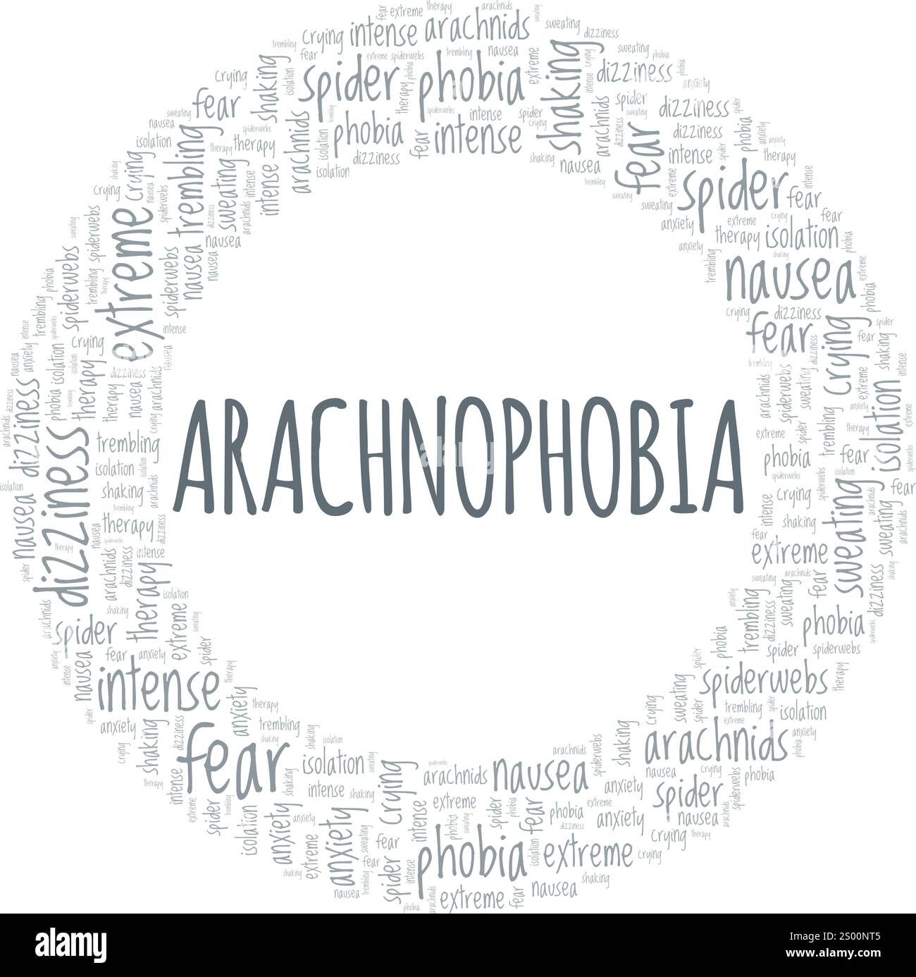 Arachnophobia: Fear of Spiders word cloud conceptual design isolated on ...