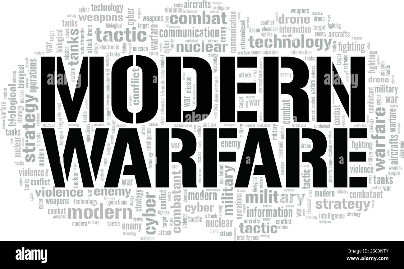 Modern Warfare word cloud conceptual design isolated on white ...