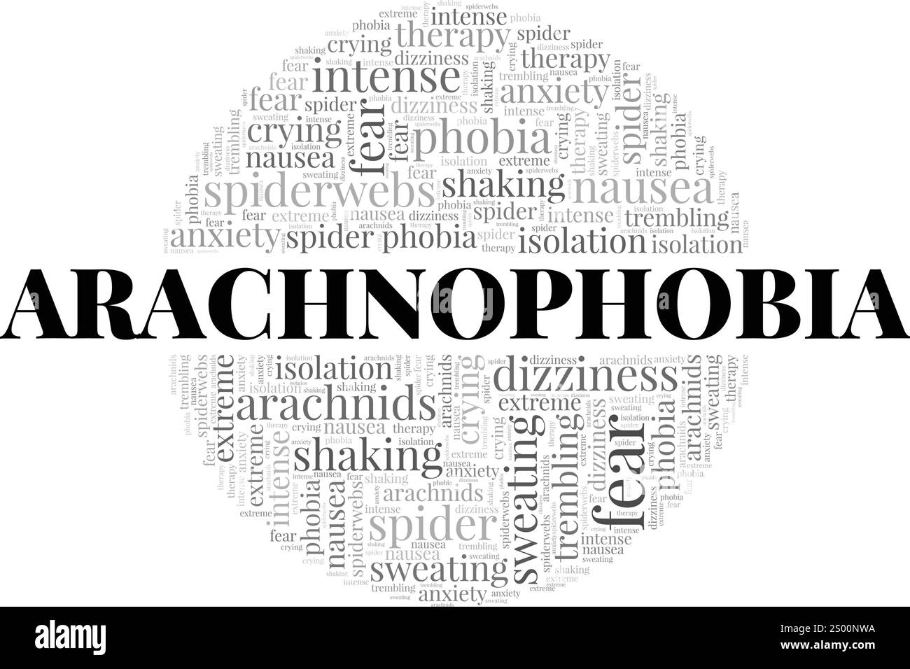 Arachnophobia: Fear of Spiders word cloud conceptual design isolated on ...