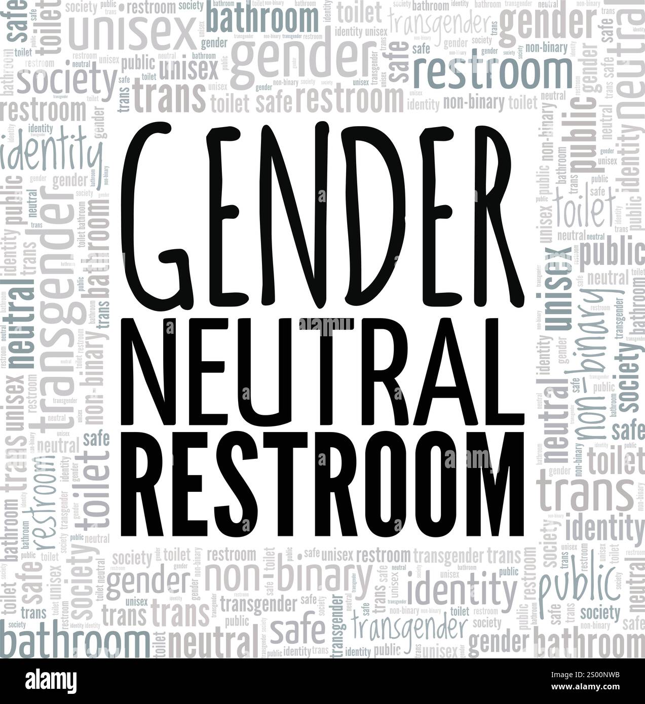 Gender Neutral Restroom word cloud conceptual design isolated on white background Stock Vector ...