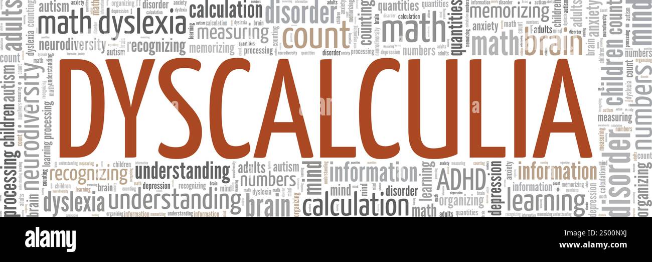 Dyscalculia: Math Dyslexia word cloud conceptual design isolated on ...