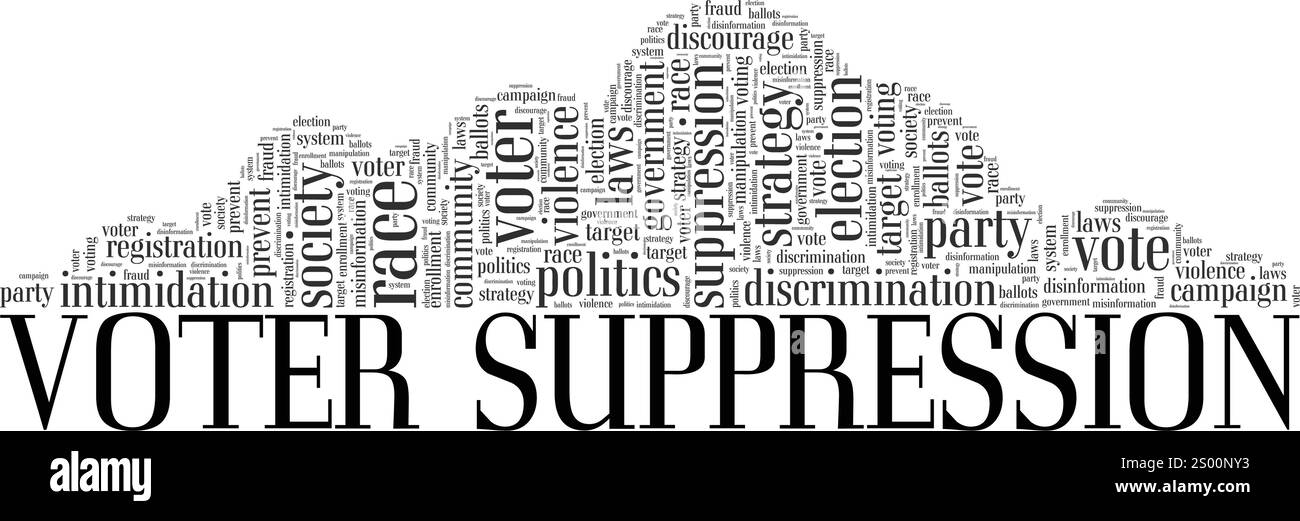 Voter Suppression word cloud conceptual design isolated on white ...