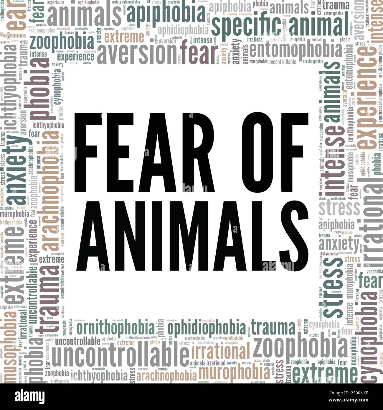 Zoophobia: Fear of Animals word cloud conceptual design isolated on ...