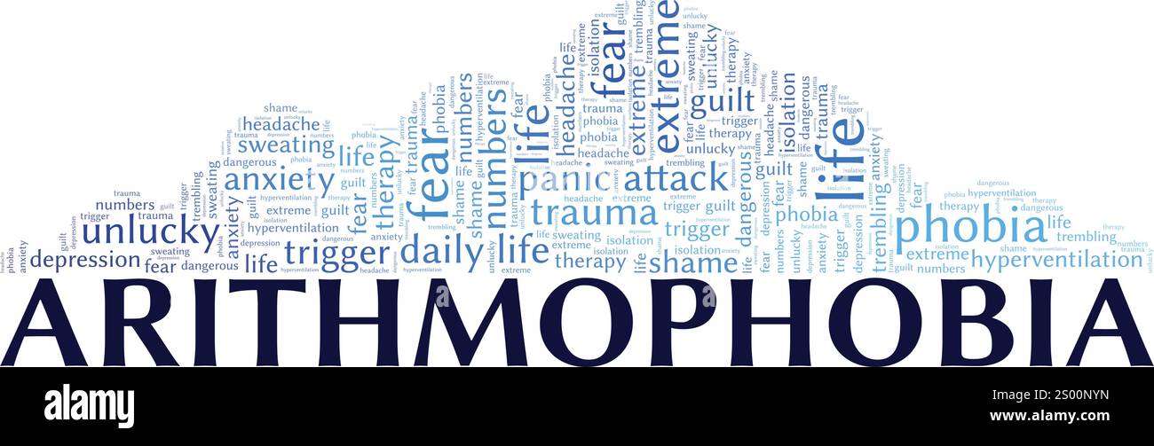 Arithmophobia: Fear of Numbers word cloud conceptual design isolated on ...