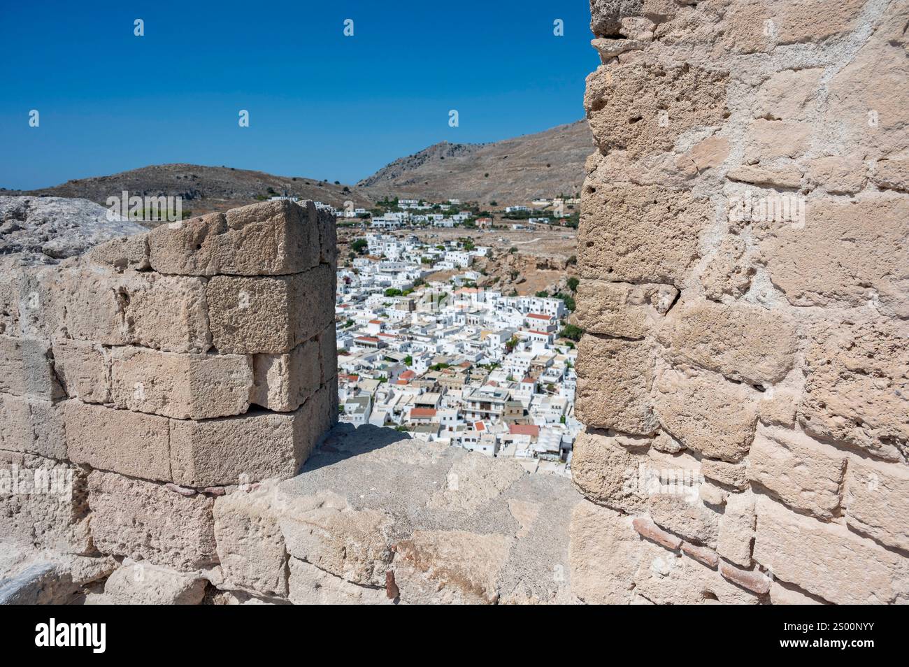 Akropolis von Lindos auf der Insel Rhodos, Insel Rhodos, Griechenland ...