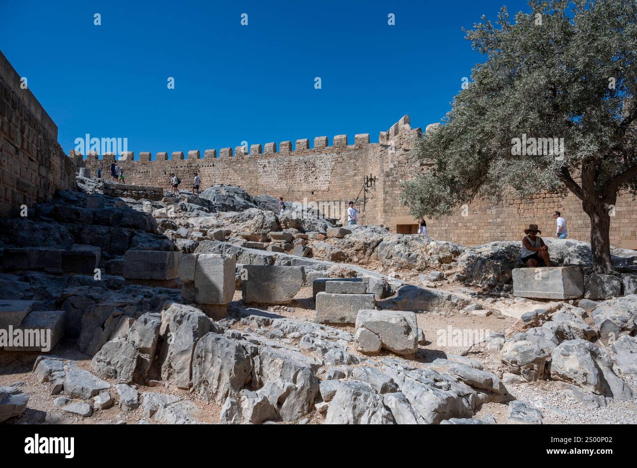 Akropolis von Lindos auf der Insel Rhodos, Insel Rhodos, Griechenland ...