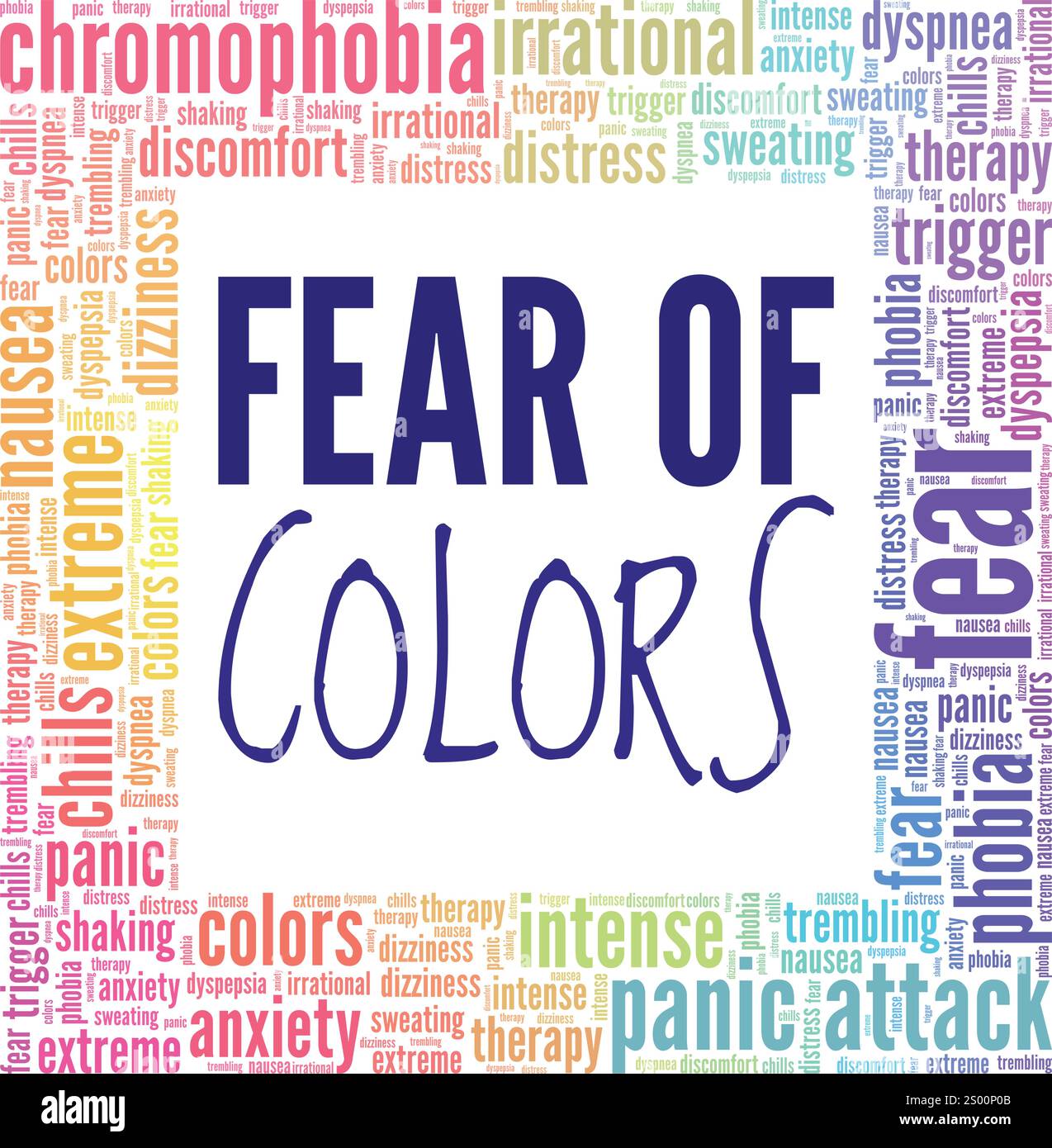 Chromophobia: Fear of Colors word cloud conceptual design isolated on ...