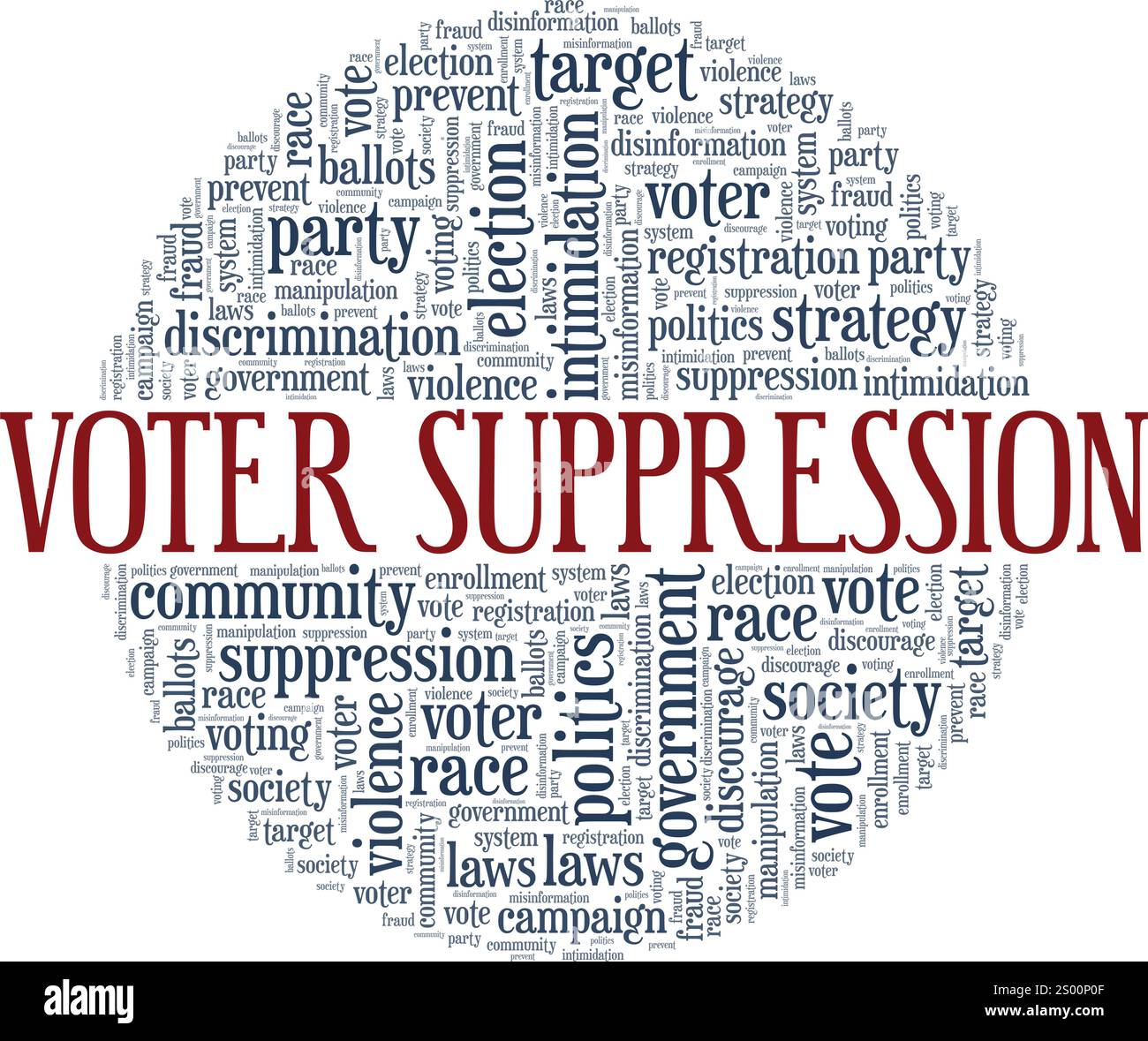 Voter Suppression word cloud conceptual design isolated on white ...