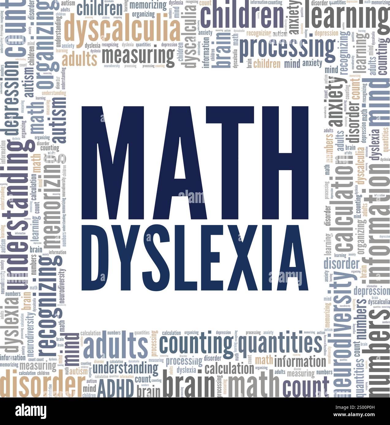 Dyscalculia: Math Dyslexia word cloud conceptual design isolated on ...