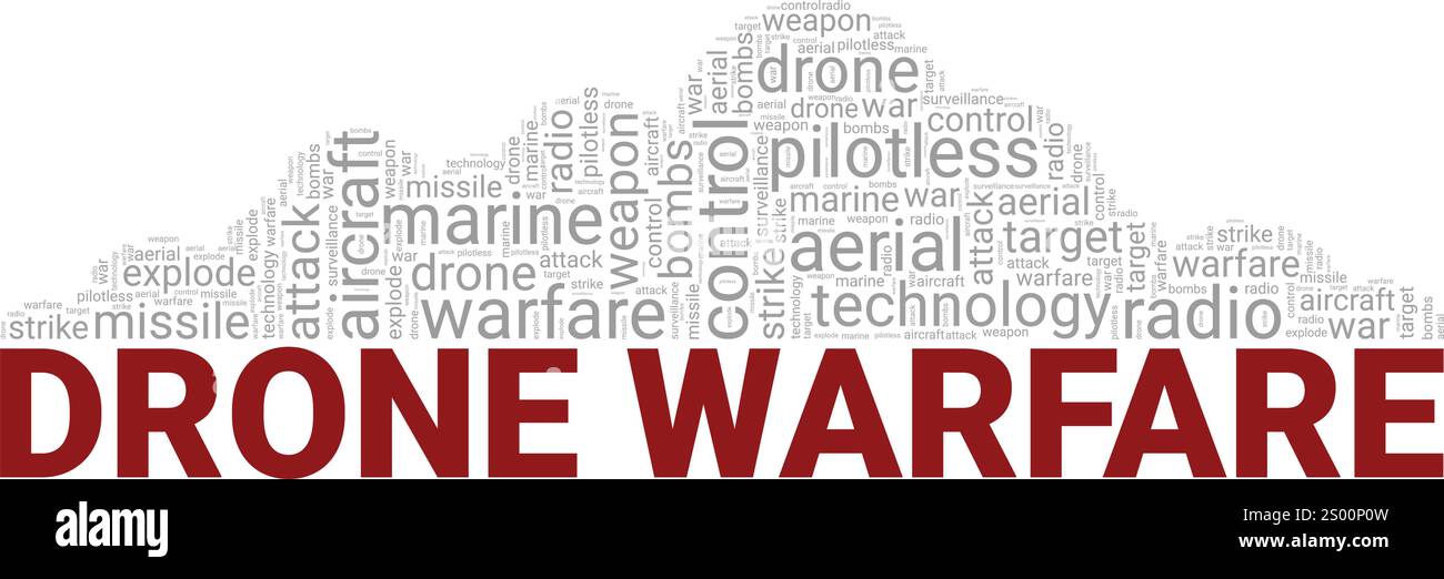 Drone Warfare word cloud conceptual design isolated on white background ...