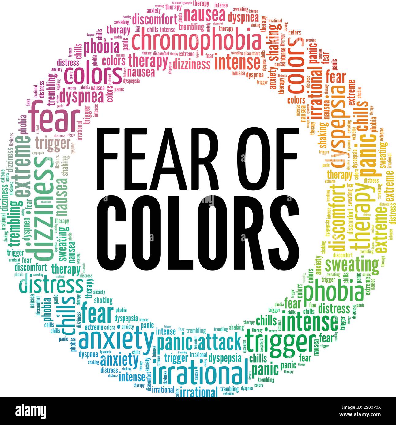 Chromophobia: Fear of Colors word cloud conceptual design isolated on ...