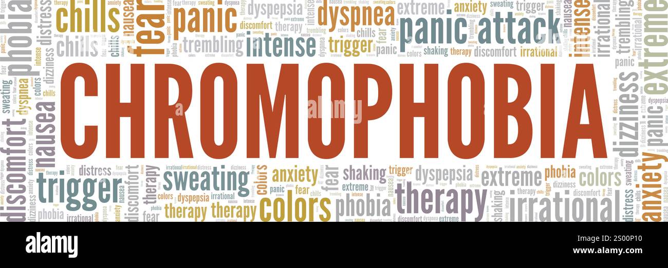 Chromophobia: Fear of Colors word cloud conceptual design isolated on ...