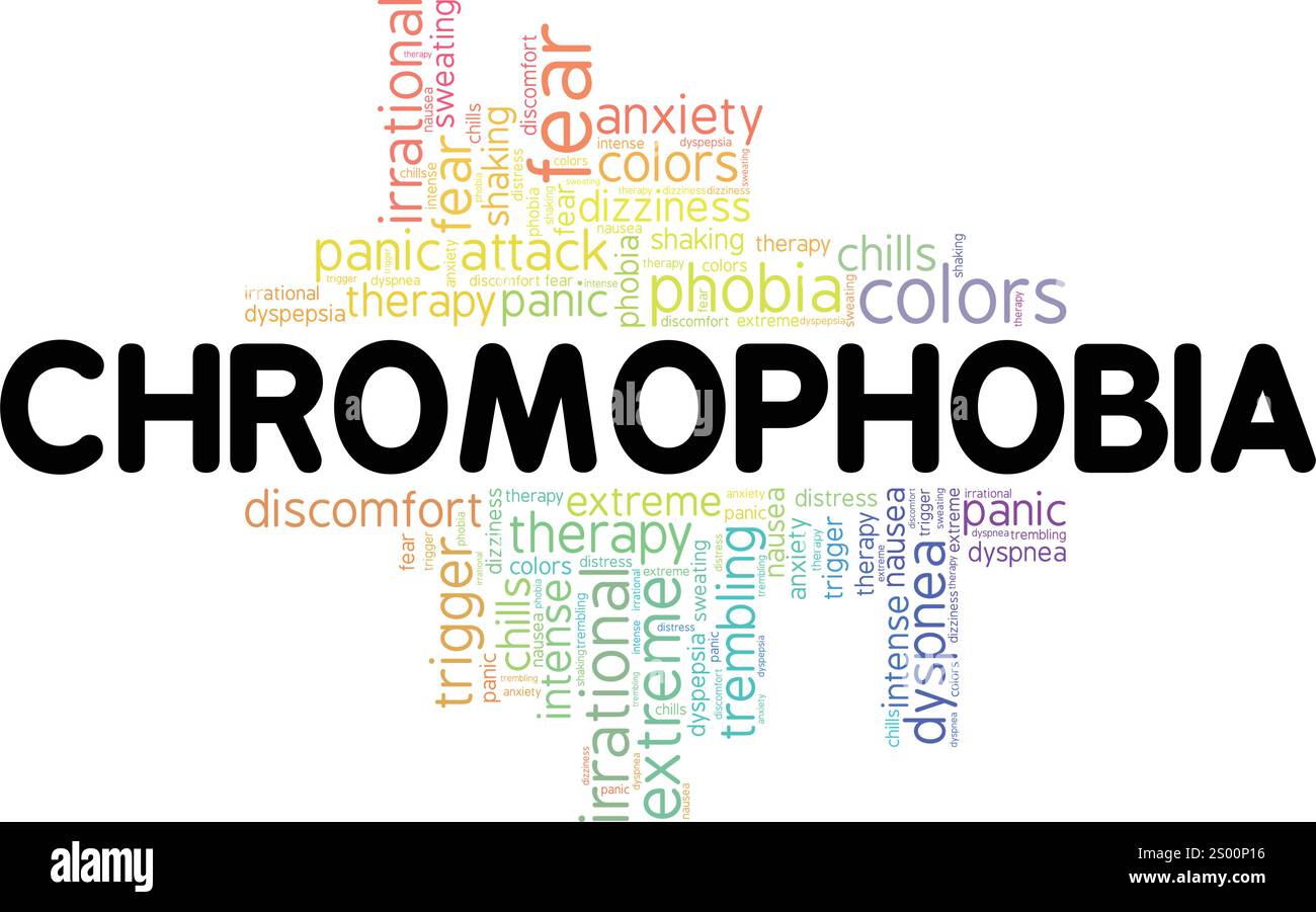 Chromophobia: Fear of Colors word cloud conceptual design isolated on ...