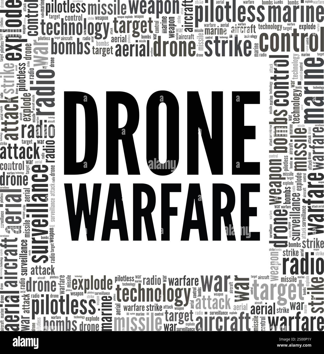 Drone Warfare word cloud conceptual design isolated on white background ...
