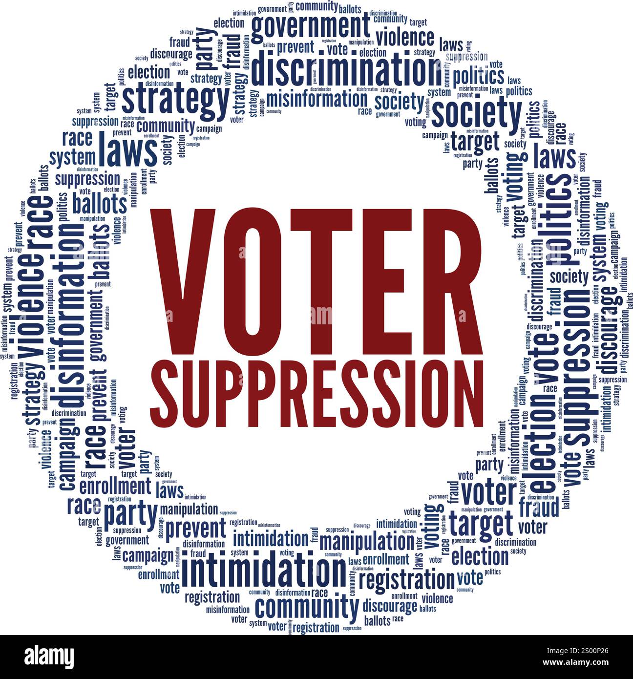 Voter Suppression word cloud conceptual design isolated on white ...