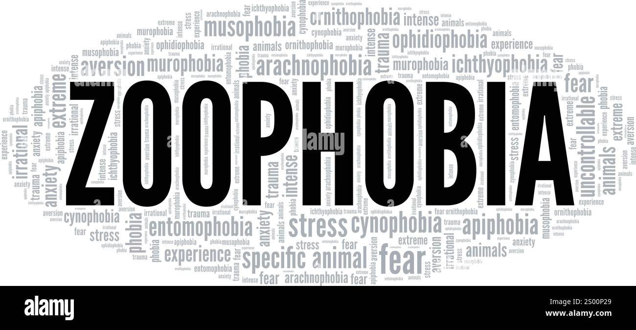 Zoophobia: Fear of Animals word cloud conceptual design isolated on ...