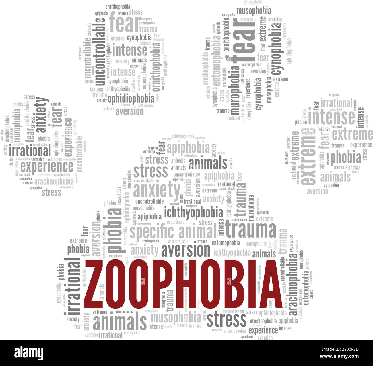 Zoophobia: Fear of Animals word cloud conceptual design isolated on ...