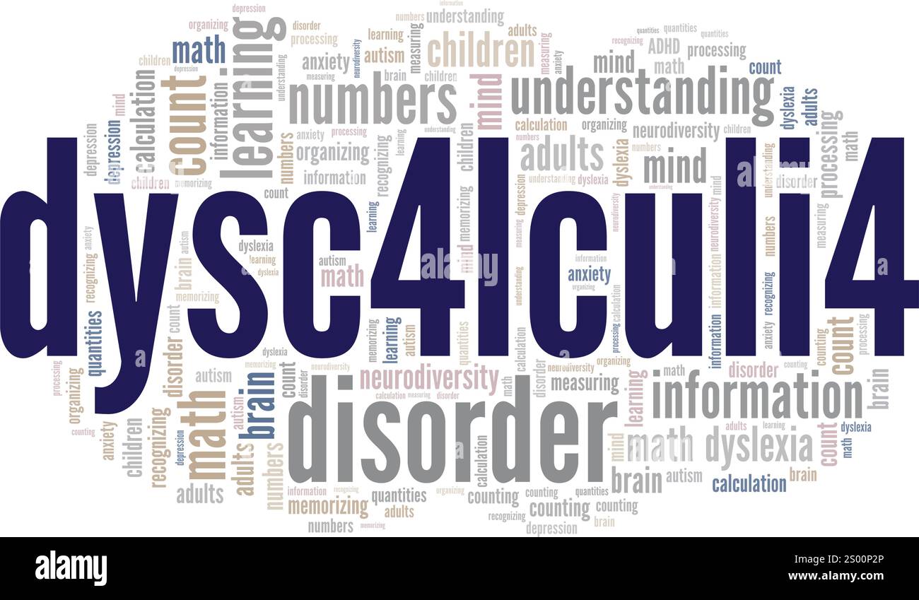 Dyscalculia: Math Dyslexia word cloud conceptual design isolated on ...