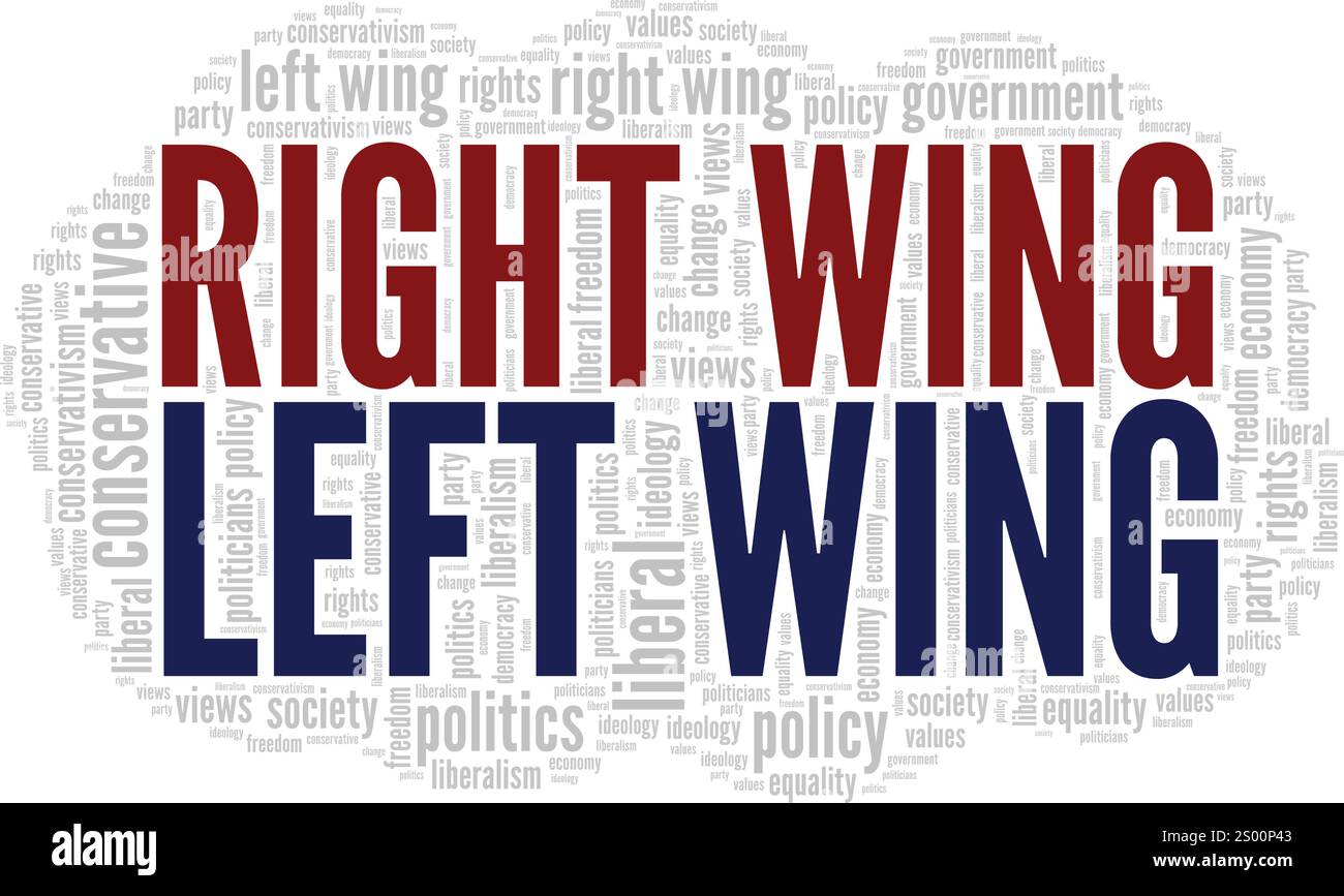Right Wing vs Left Wing word cloud conceptual design isolated on white ...