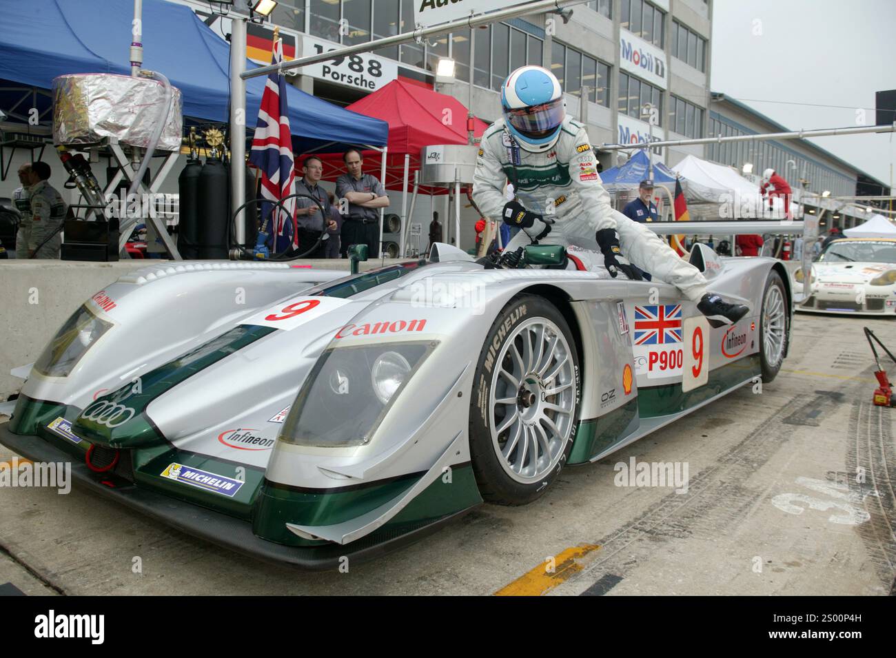Audi Sport UK Audi R8R participating in the 2003 Sebring 12 hour race ...