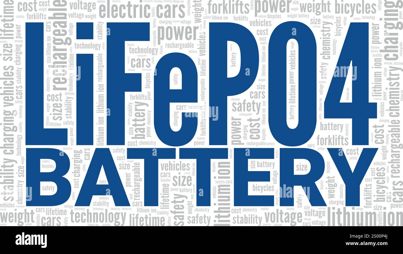 Lithium Iron Phosphate Battery: LiFePO4 Battery word cloud conceptual ...
