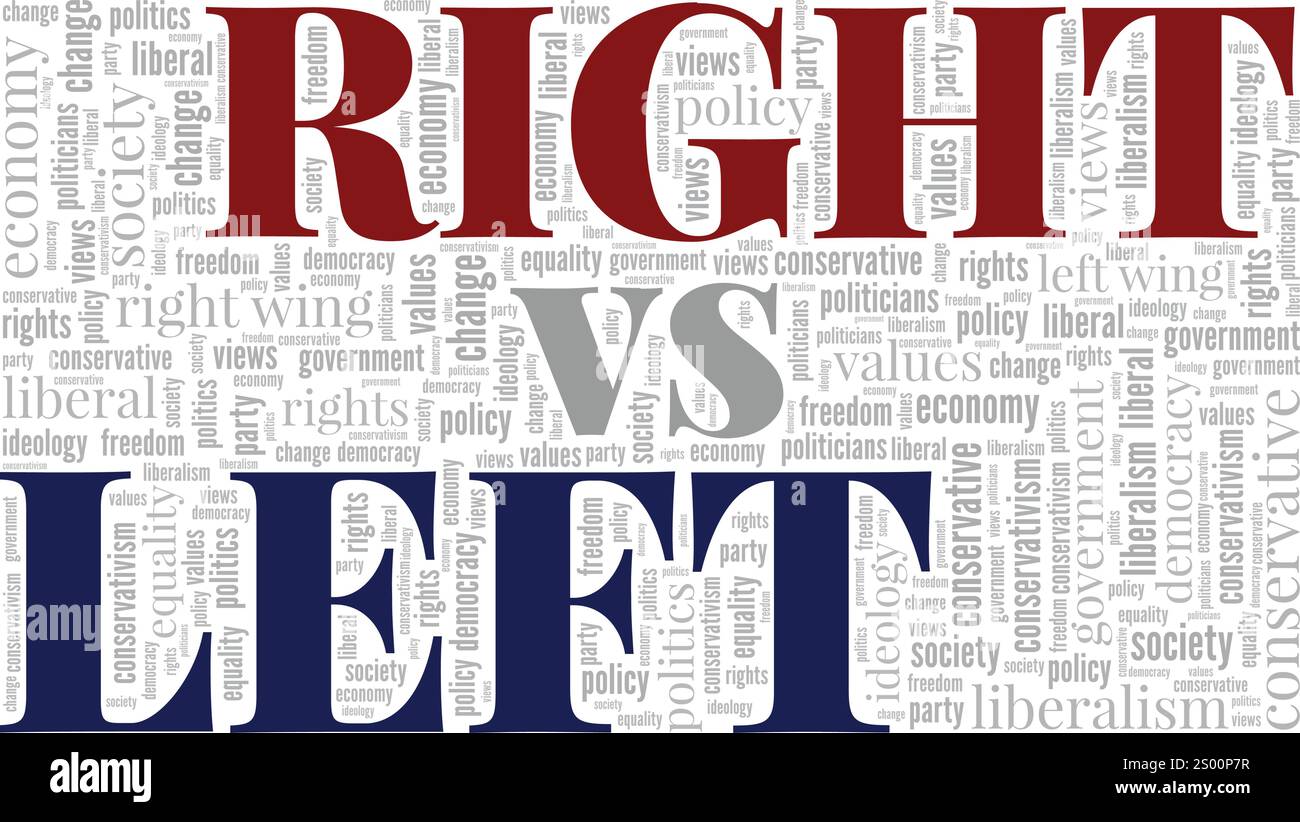 Right Wing vs Left Wing word cloud conceptual design isolated on white ...