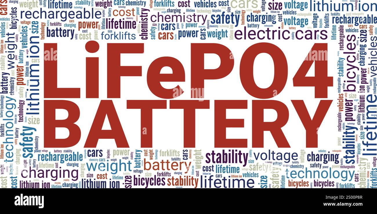 Lithium Iron Phosphate Battery: LiFePO4 Battery word cloud conceptual ...