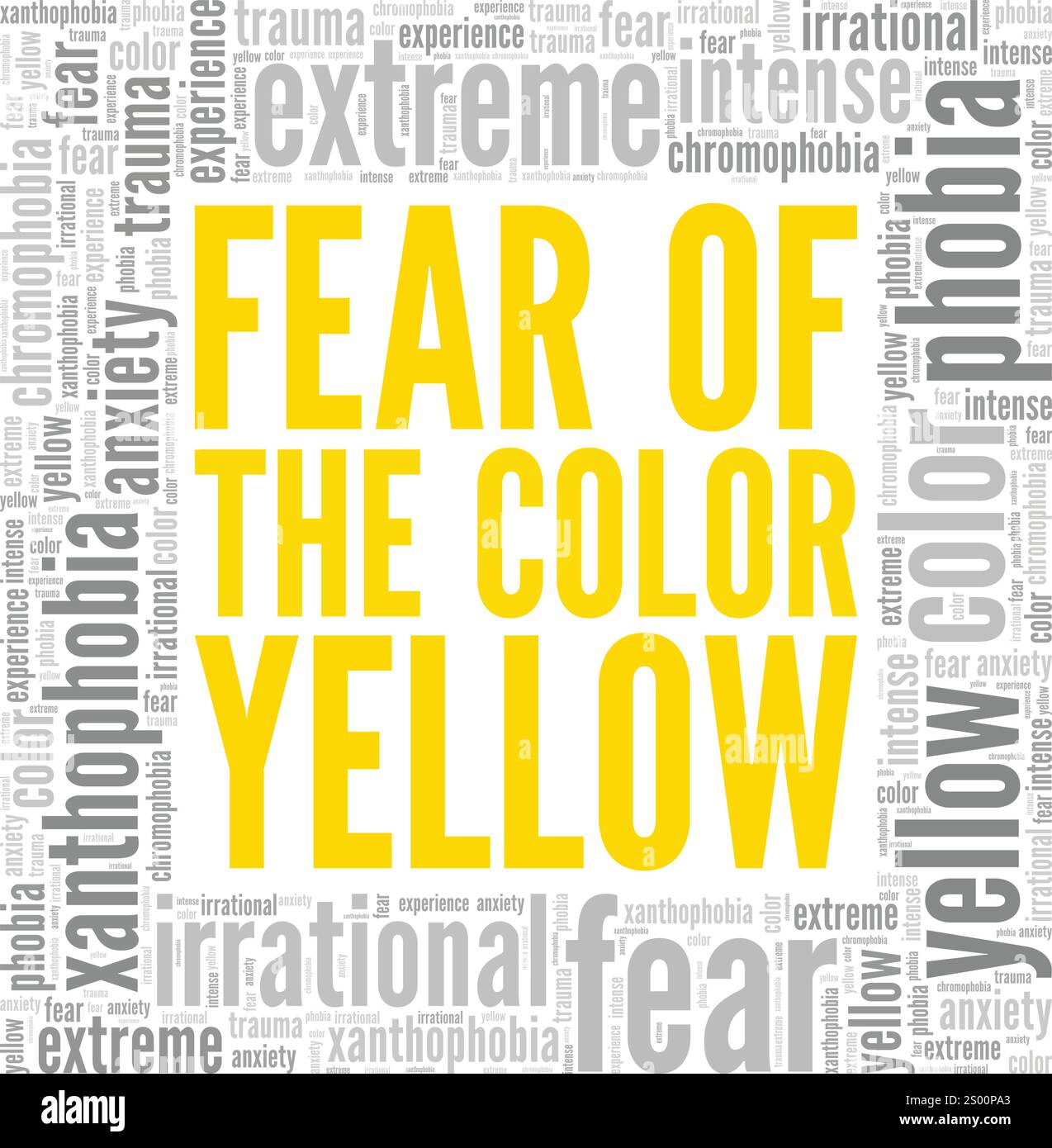 Xanthophobia: Fear of the Color Yellow word cloud conceptual design isolated on white background ...