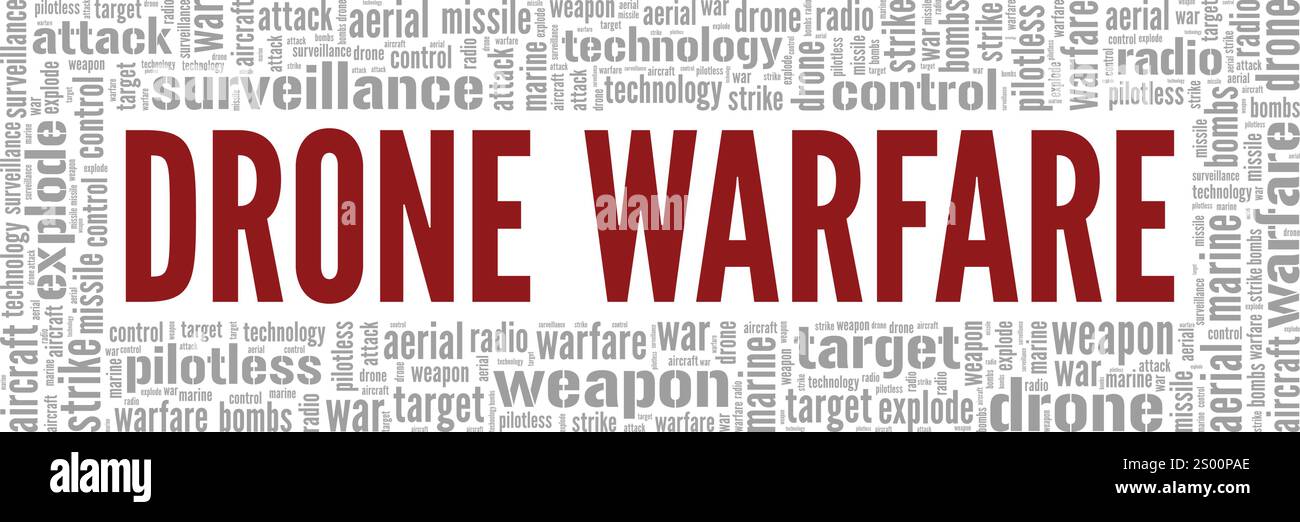 Drone Warfare word cloud conceptual design isolated on white background ...