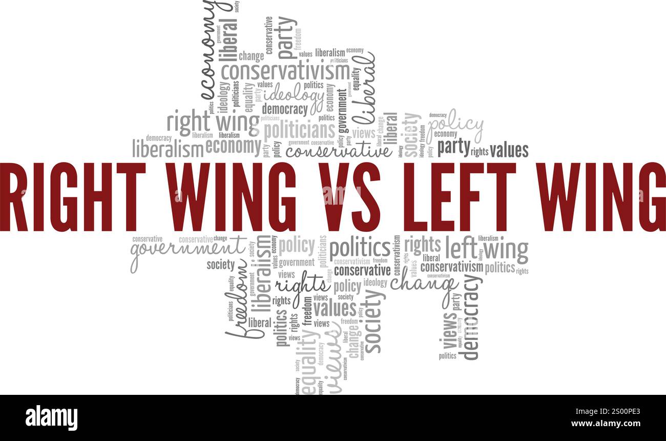 Right Wing vs Left Wing word cloud conceptual design isolated on white ...